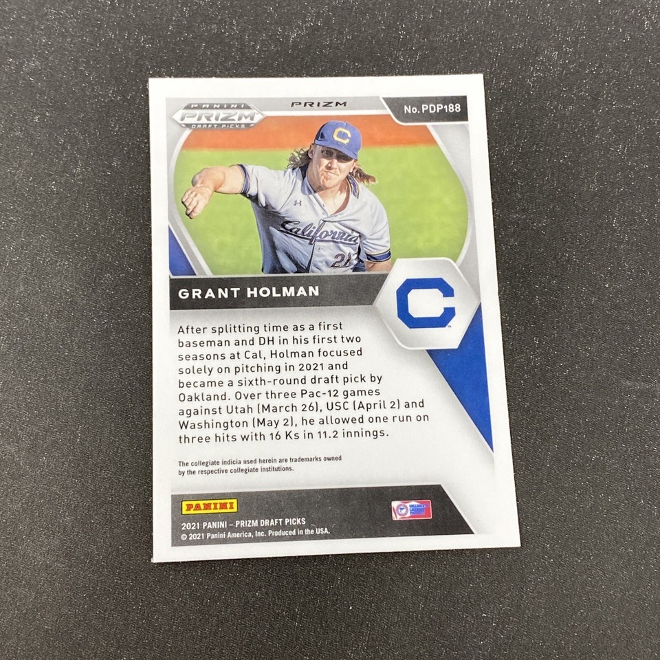 Grant Holman Prospect Card PINK VELOCITY 2021 Panini Prizm Draft Picks ...