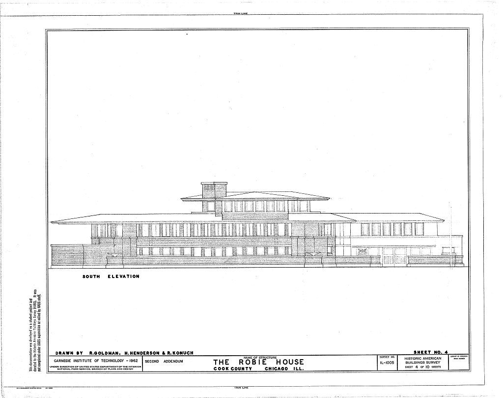 Frank Lloyd Wright's Prairie Style Robie House - reduced set PRINTED ...