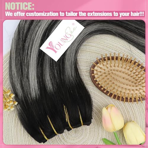 130G Wire Extensions Human Hair Ombre 20 Inch-130g 3-Wire-A-#1B/Silver/1b Hot | eBay