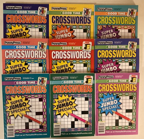 Lot of 5 Good Time Penny Press CROSSWORD Puzzle Books All Solving Level ...