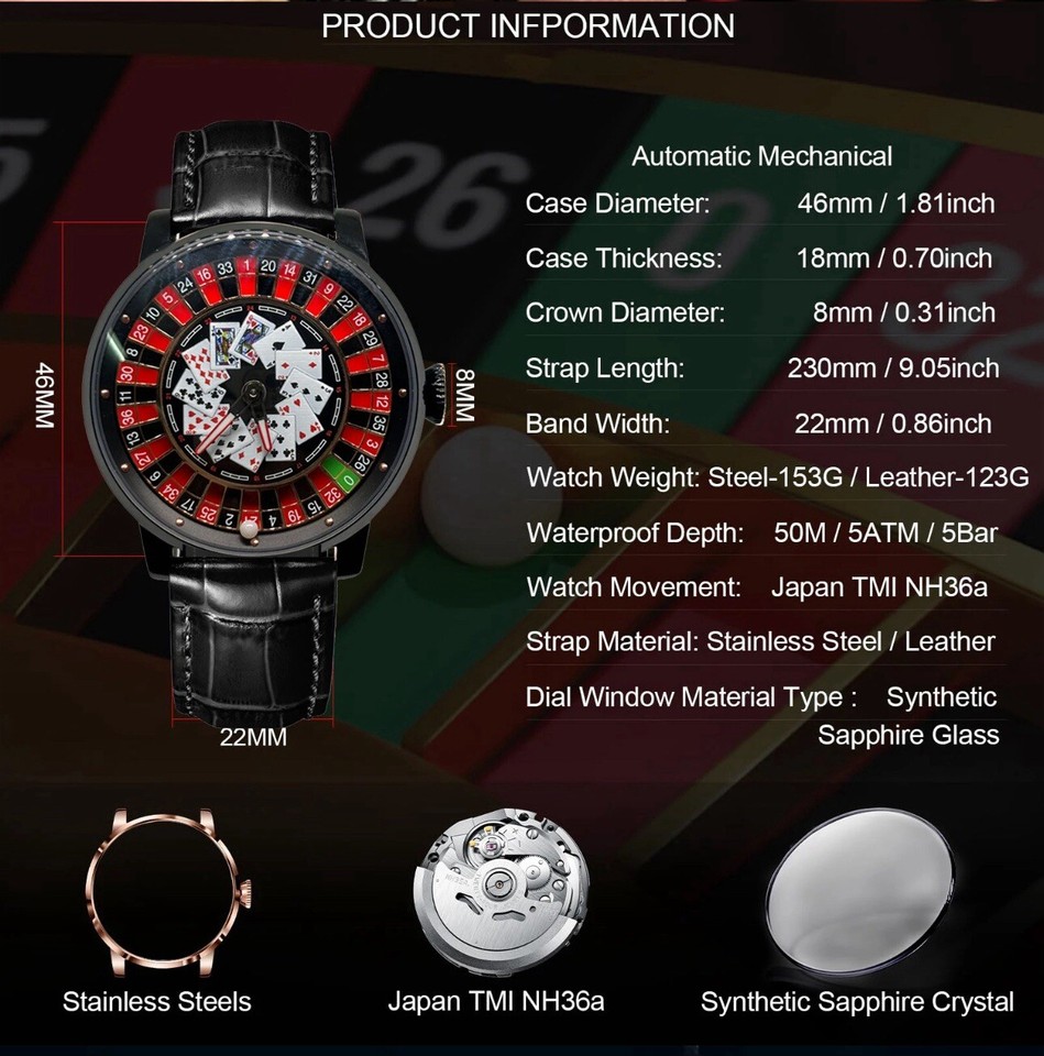 2024 PINDU Luxury Men's Automatic Watch 5ATM Casino Tourbillon Rotating ...