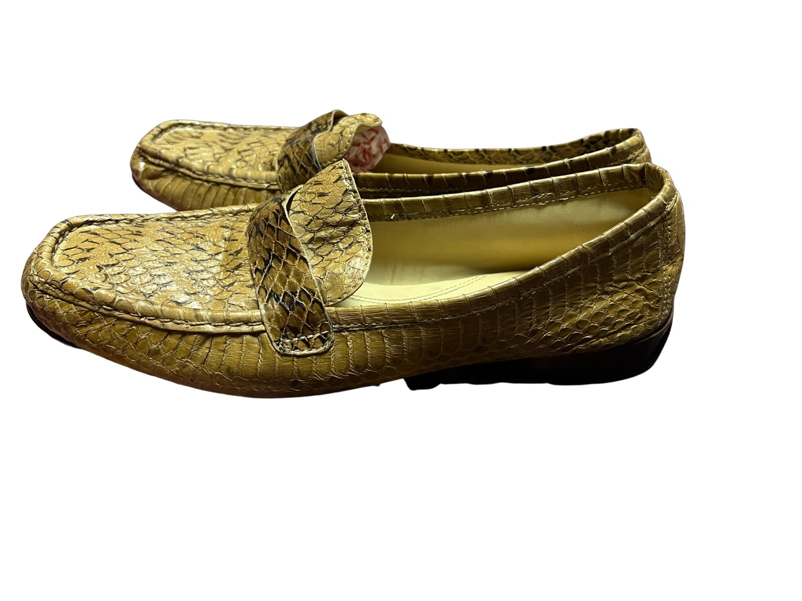 ANNE KLEIN BROWN SNAKESKIN ALL LEATHER LOAFER FLAT SI… - Gem