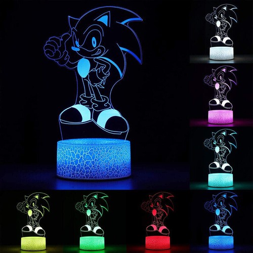 3D Illusion Sonic Night Light, Anime Hedgehog Table Lamp with Remote ...