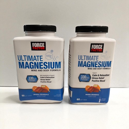 2 New Bottles - Force Factor Ultimate Magnesium Orange Creamsicle 60 Soft chews | eBay