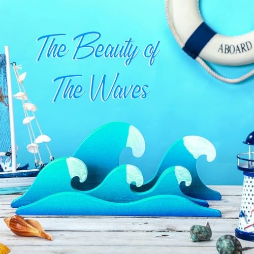 Ocean Wave Wooden Sign Wooden Waves Table Decoration Tabletop Summer ...