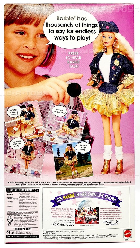 Barbie Super Talk Doll that Has Lots to Say Mattel 1994 No. 12290 | eBay
