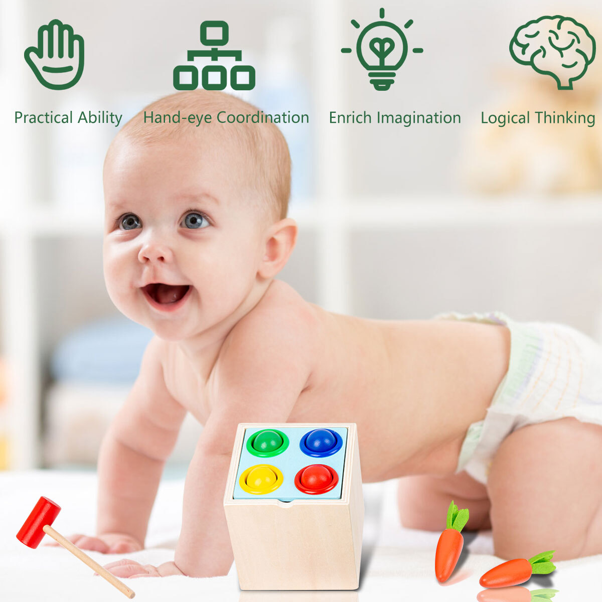 Wooden Montessori Toys Multifunctional Coin Drop Early Educational ...