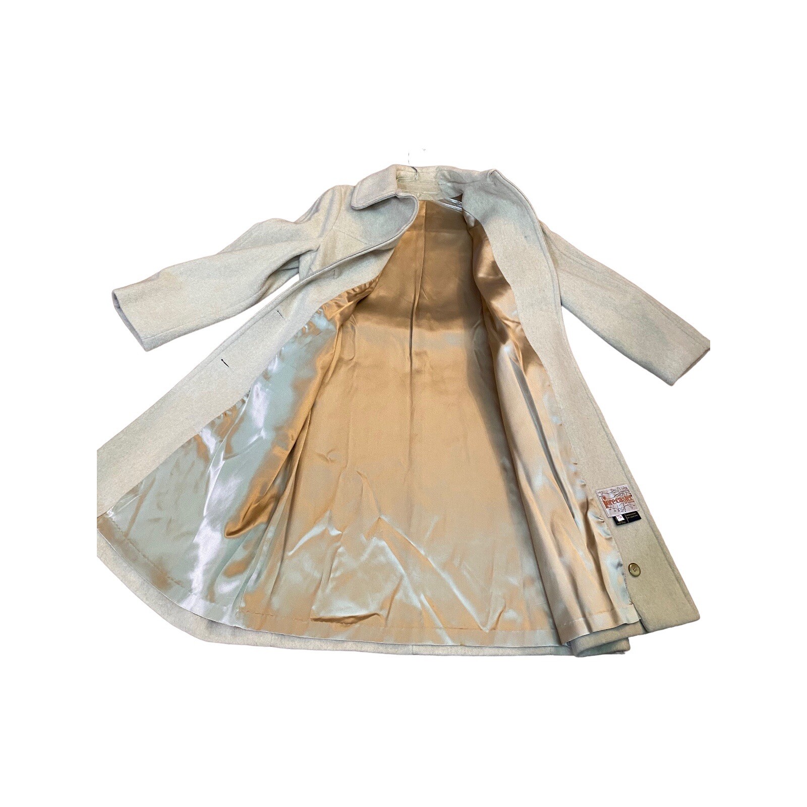 Forecaster Women Size 14 Long Wool Dress Coat Camel Lined Slit Pockets ...