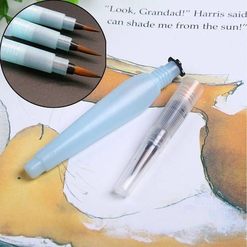 3Pcs Blue Pointed Reservoir Brushes Plastic Water Color Brush Drawing ...