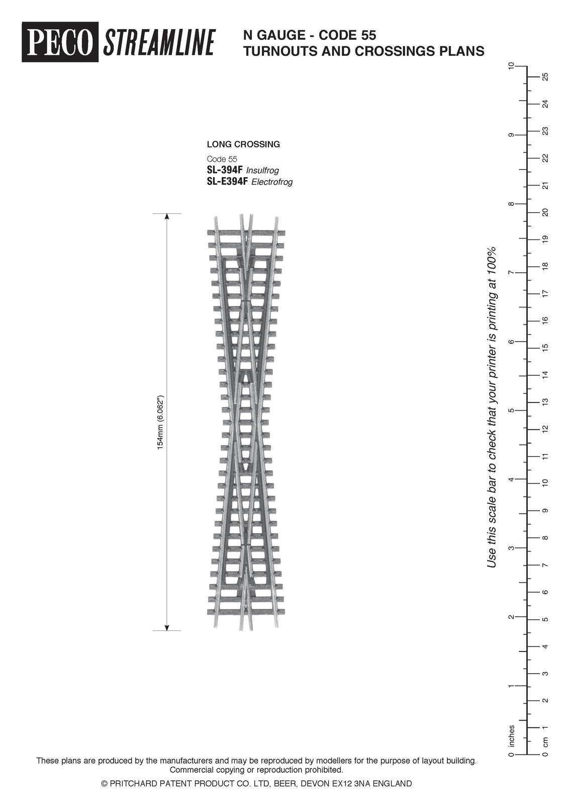Peco - Crossing - Long (N Code 55) - SL394F | eBay