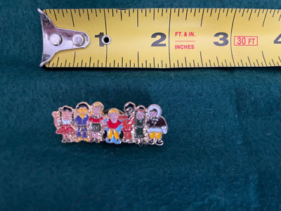 Beatiful Colorful Gold Toned Line of Children Pin | eBay