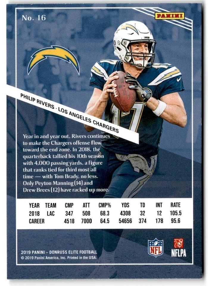 2019 Panini Phoenix QB Vision Philip Rivers Los Angeles Chargers #16 | eBay
