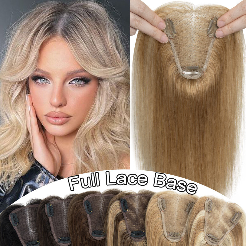 Women Hair Topper Clip In 100% Real Human Hair Wig Hairpiece Toupee ...