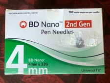 2 Boxes 100 Pen Needles ReliOn Insulin 4mm 32 Gauge Universal Nano for ...