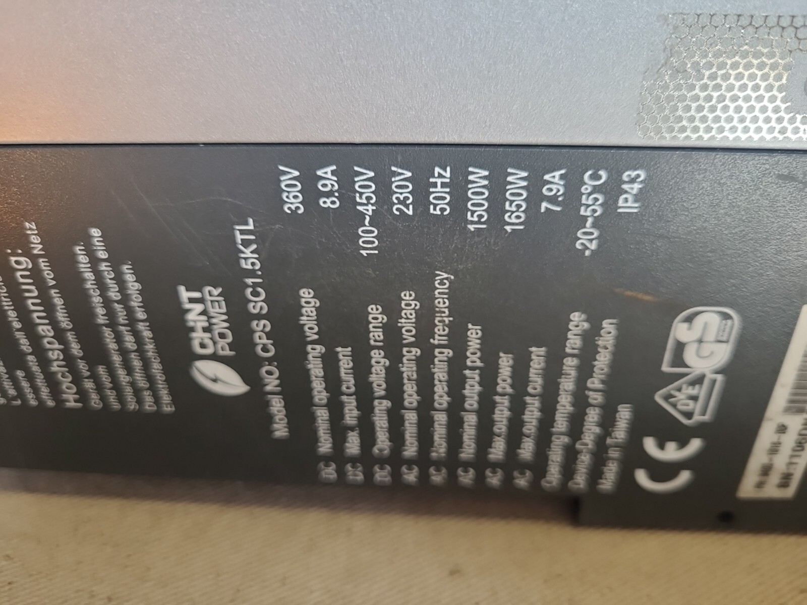 Chint Power CPS SC1.5KTL 1.5KW Solar PV Inverter Max 1650 Watts Grid ...