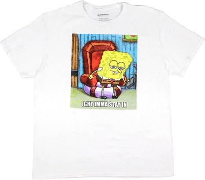 Nickelodeon Men's Spongebob Squarepants Funny Meme Stay in Distressed ...