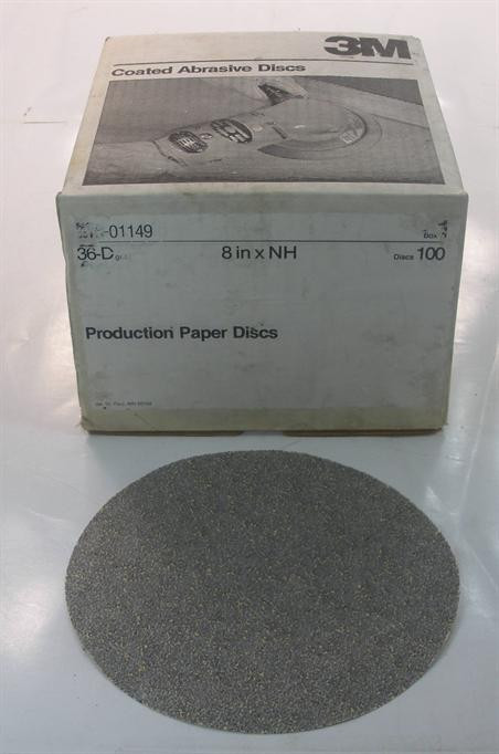 3M 01149 8" Production Sandpaper Paper Disc (Open Coat) 100CT 36D Grit ...