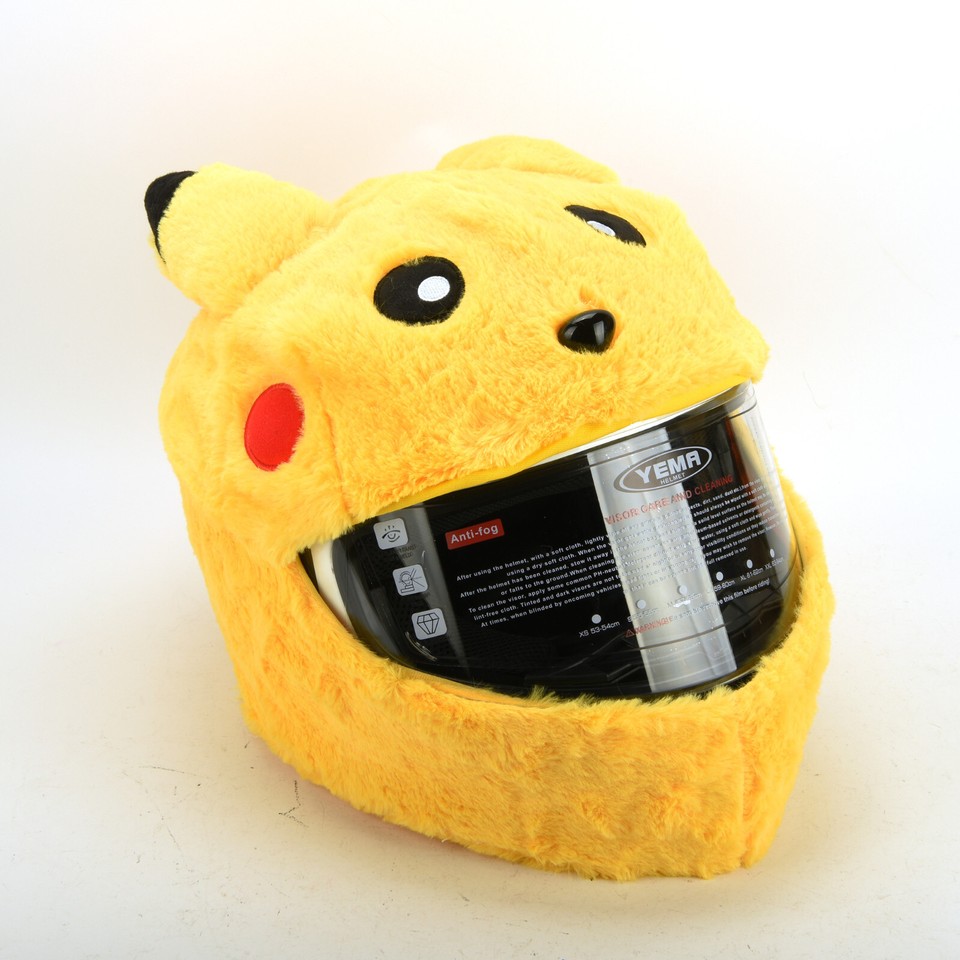 Soft Motorcycle Helmet Cover Funny Pikachu Plush Motorbike Decor OS ...