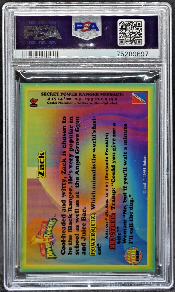 1994 Mighty Morphin Power Rangers Series 1 Hobby Power Foil Zack PSA 5 ...