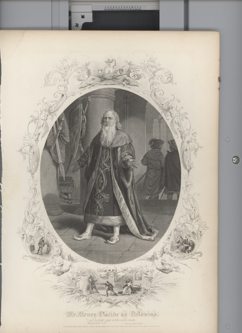 COLLECTIBLE ART PRINT: SHAKESPEARE 1855: MR. HENRY PLACIDE AS POLONIUS ...