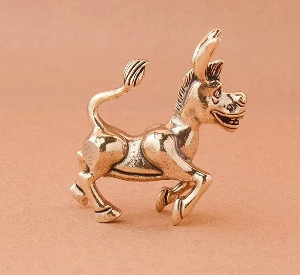 Brass Donkey Figurine Small Animal Statue Table Office Home Decoration ...