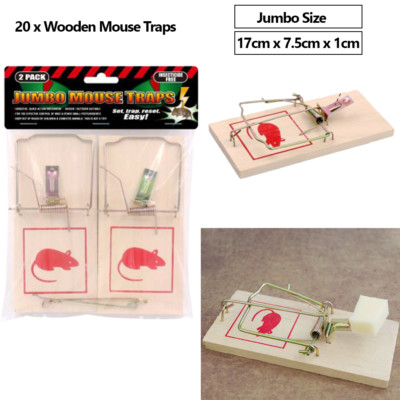 20 x Large Wooden Mouse Traps Reusable Mice Rat Snare Catcher Rodent ...