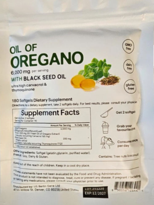 Belano Oil of Oregano Softgels w/ Black Seed Oil 180 Softgels ( 90 day ...