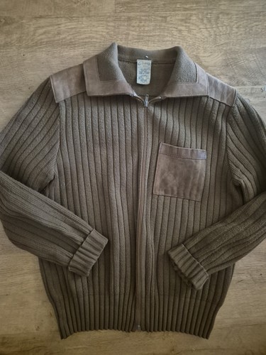 st michael KNITED BOMBER JACKET SUEDE TRIMMED BROWN CHEST 42' EURO 52 ...