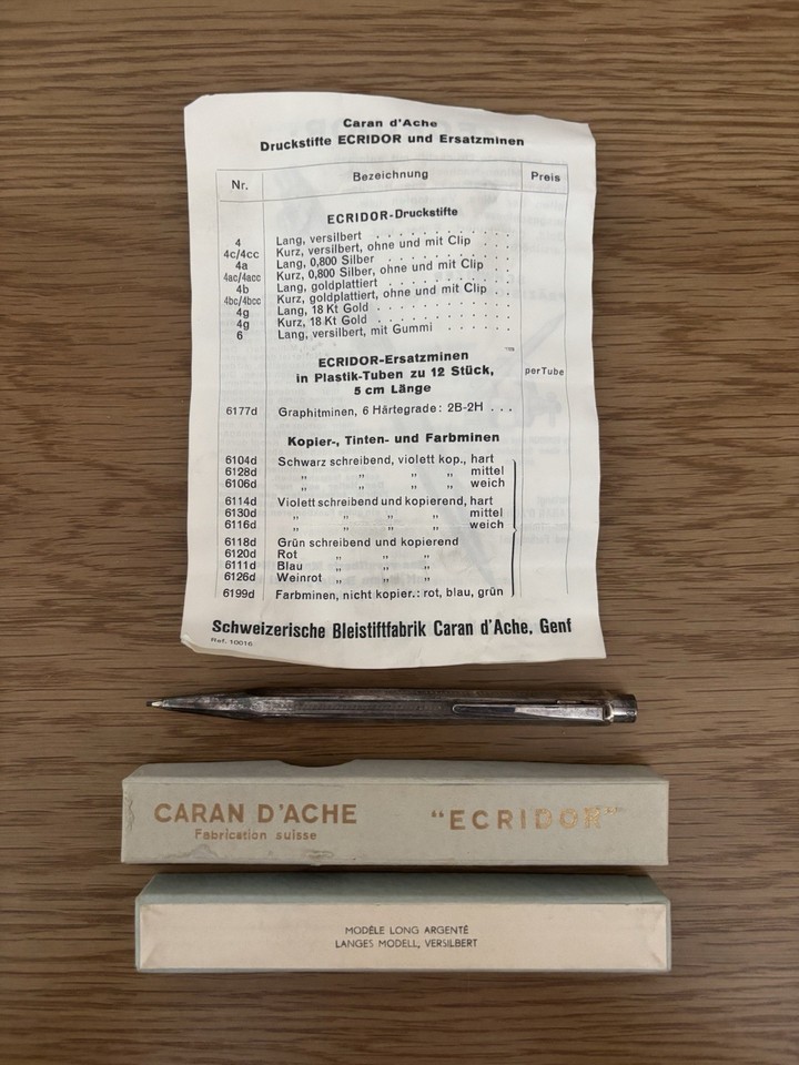 Vintage Caran D'Arche - ECRIDOR Silver Mechanical Pencil - Original Box ...