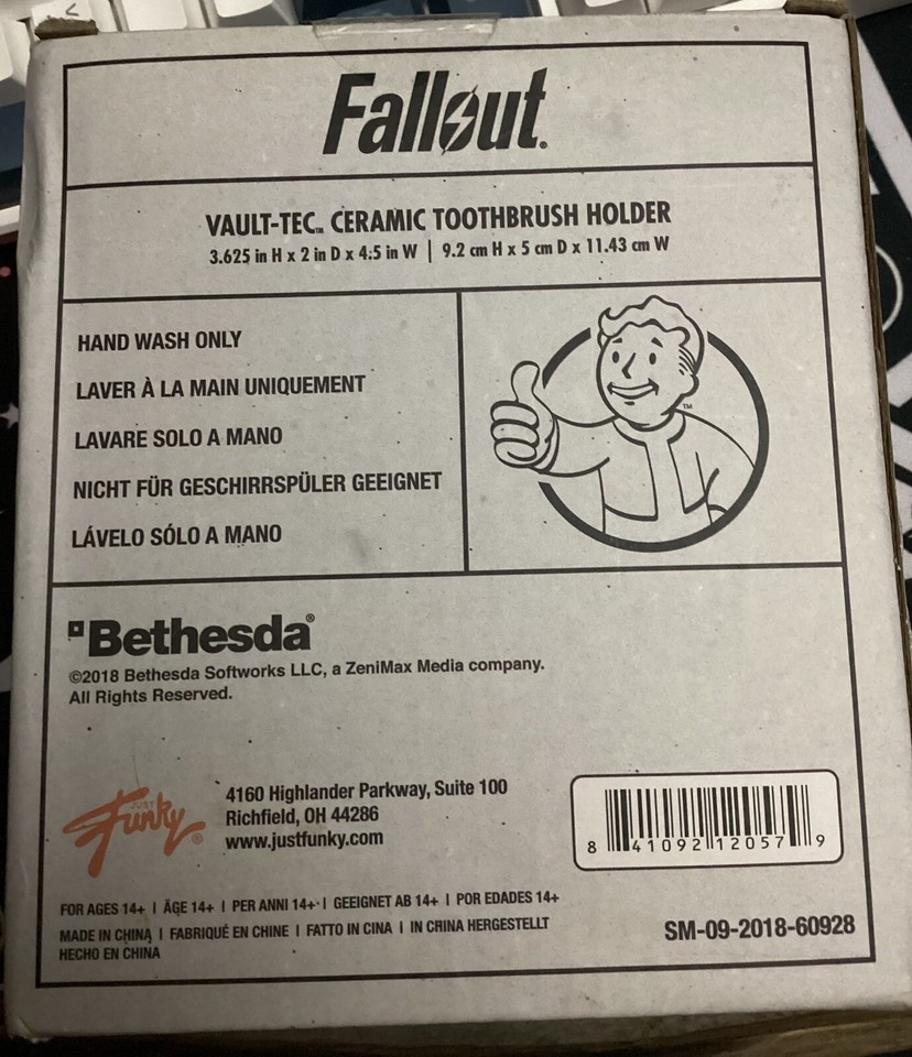 Fallout Ceramic Vault-Tec Thinkgeek Exclusive Discontinued Toothbrush ...