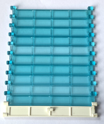 LEGO Garage Door - 10 Trans Blue Sections + 1 White Handle Section ...