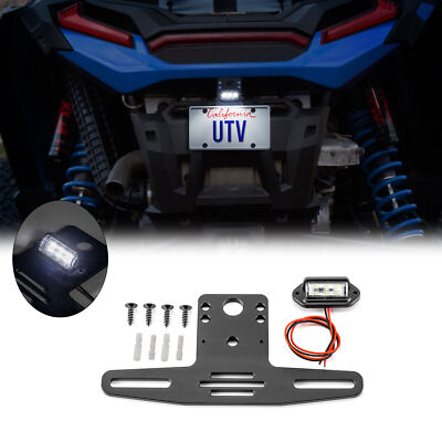 UTV ATV License Plate Holder Led Light Bracket for Polaris Ranger RZR ...