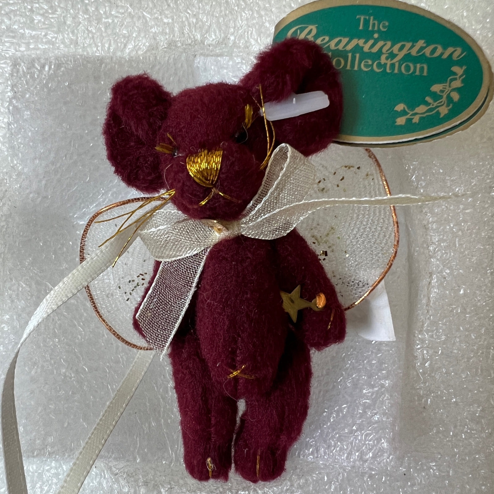 Bearington Collection Christmas 2.5" Plush Ornament Mouse Angel Twinkle ...
