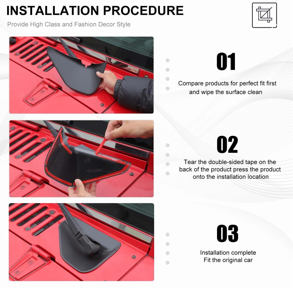 Matt Black Front Windshield Wiper Base Trim Cover For Jeep Wrangler JK ...