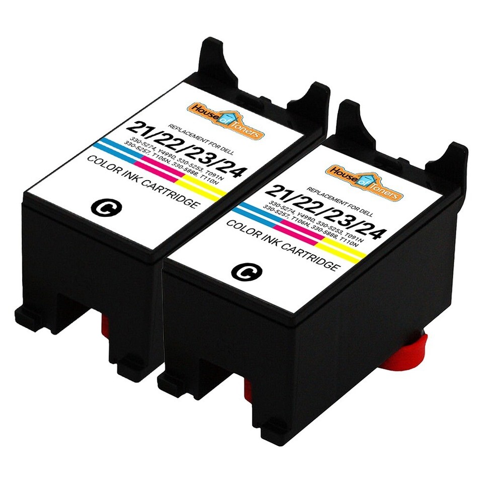 2PK Series 21 22 23 24 Color Ink Cartridges for Dell V313 V515w Printer ...
