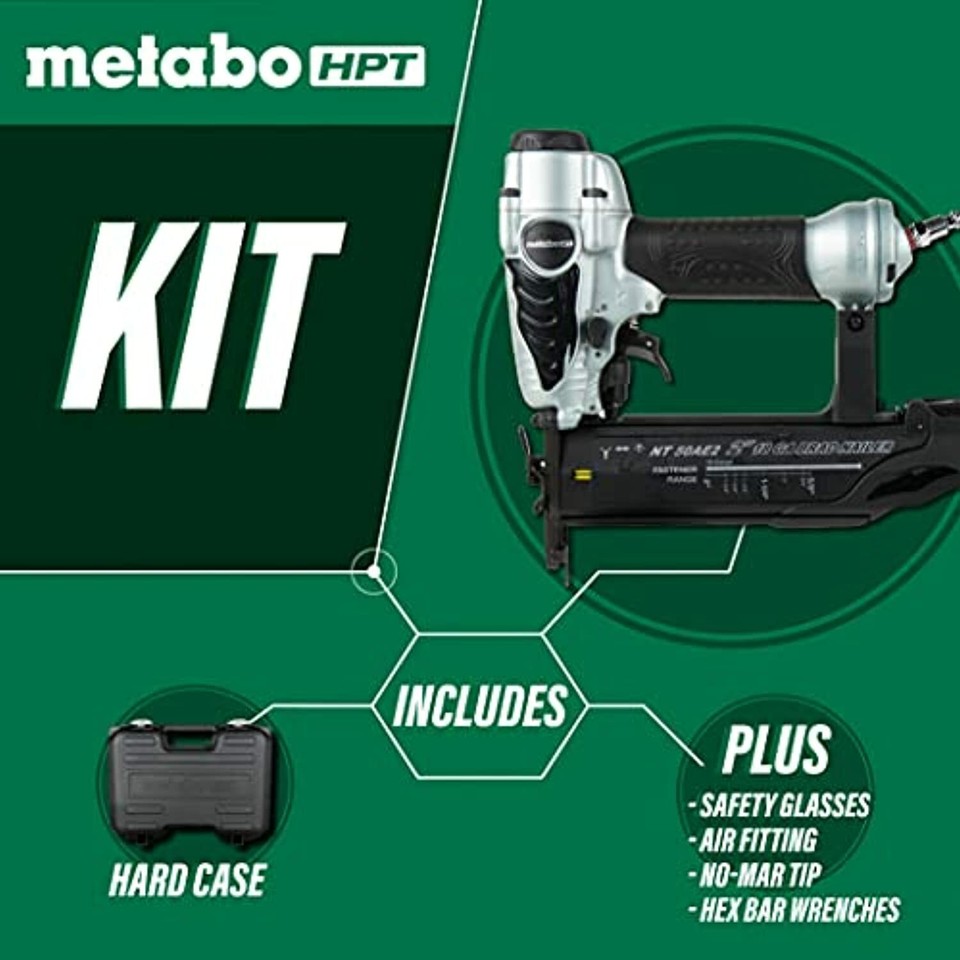 Metabo HPT NT50AE2 Brad Nailer Pneumatic, 18 Gauge, 5/8" to 2" 50mm ...