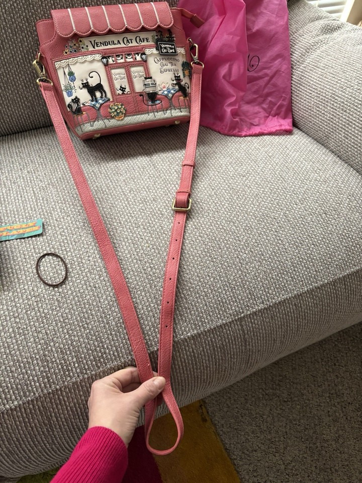 Vendula London Pink Cat Cafe Mila Crossbody Bag | eBay UK