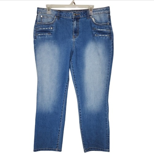 Jennifer Lopez Blue Stonewashed Capri Zipper Accent Stretch Jeans Size ...