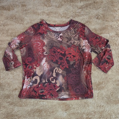White Stag Womens Red Floral Blouse Top Shirt Size XXL (20) | eBay