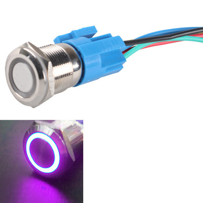 19mm 12V Car Purple LED Light Angel Eye Button Metal Toggle Switch Plug ...