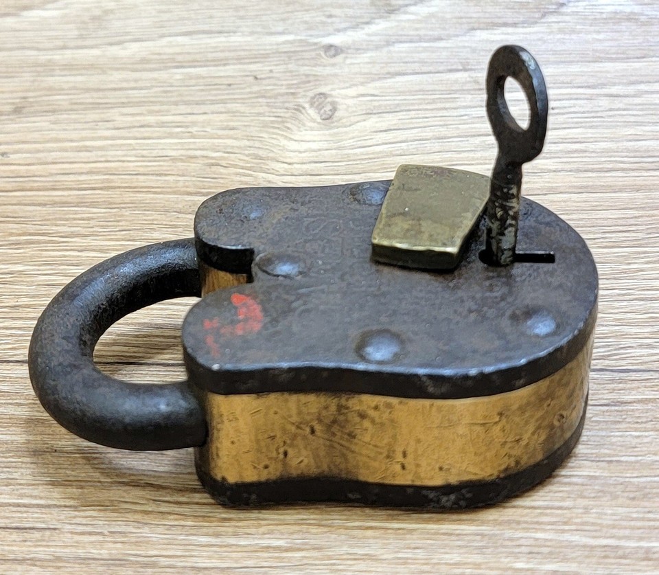 Vintage Original Antique Old Brass Collectible Retro Pad Lock in ...
