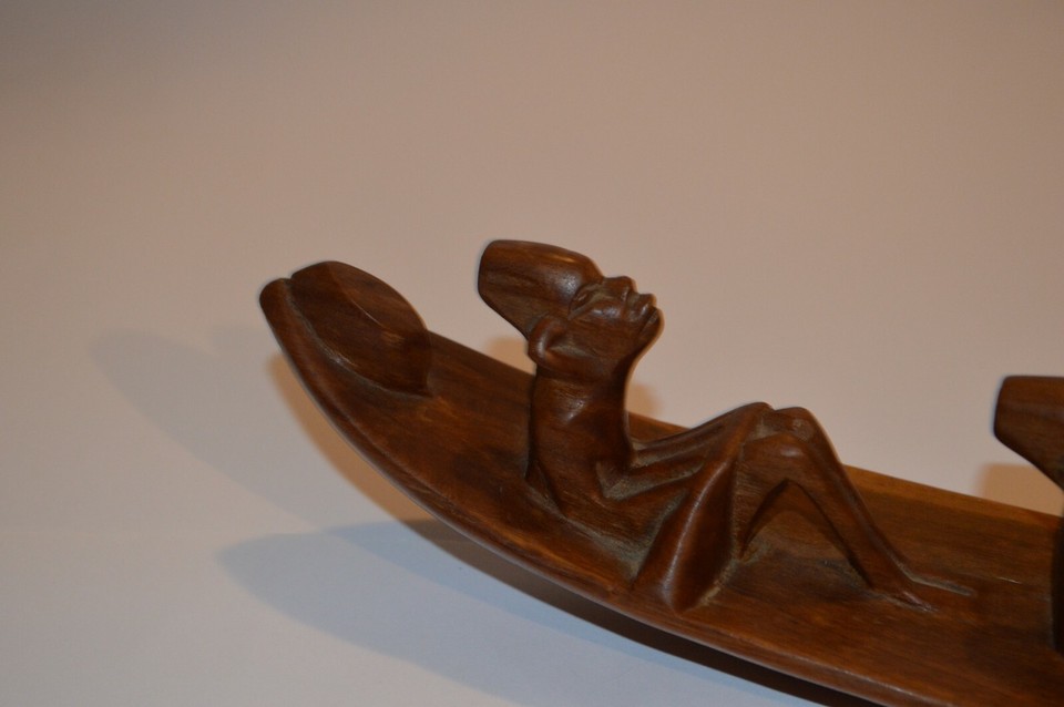 CARVED WOODEN AFRICAN ETHNIC FISHERMAN ON FISHING BOAT | eBay