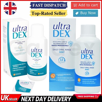 UltraDEX Daily Oral Rinse, Original Mint, Unflavoured, Whitening, 250/ ...