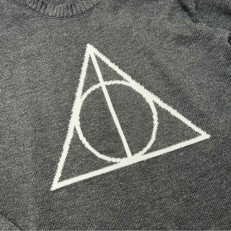 Harry Potter Deathly Hallow Knit Sweater in Dark Gray White Women's ...