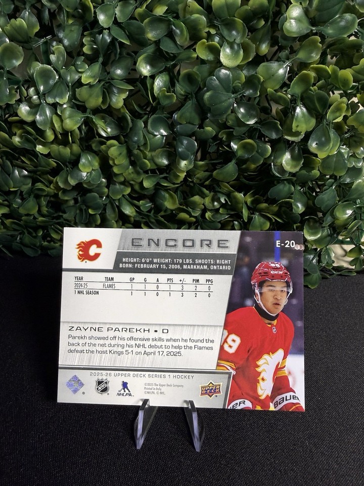 2025-26 UD Series 1 Hockey Zayne Parekh RC Encore #E-20 Flames 🔥🔥 | eBay