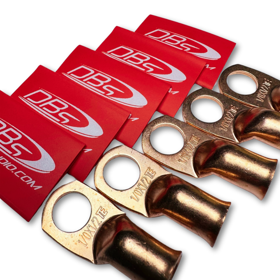1/0 Gauge Copper Lug Battery Ring Terminals 1/2" Hole - DBs Red Heat ...