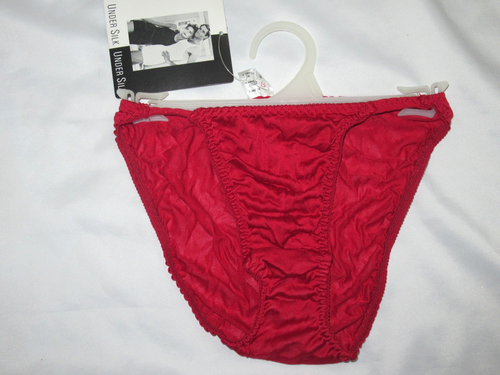 NWT UNDER SILK 1990 VINTAGE 100% SILK RED STRING BIKINI PANTIES sz S 28 ...