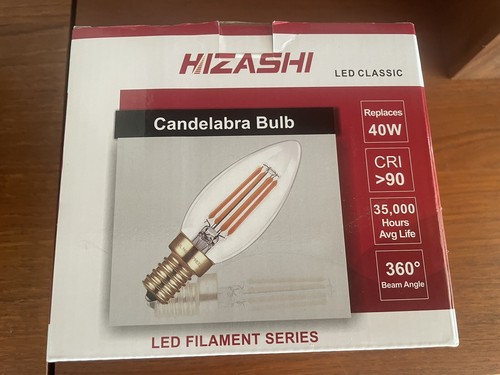 New Hizashi LED Filament Candelabra Bulbs, 12 Count - 4 Watts - 450 ...