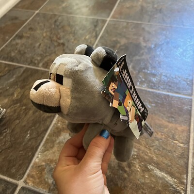 Mojang Minecraft Plush Untamed Wolf NWT Gray Collectible Soft Stuffed ...
