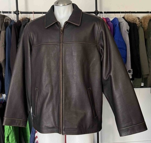 Vintage 90s Sonoma Bomber Leather Jacket Mens LG Brown Distressed Lined ...